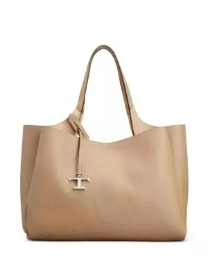 TOD'S Logo-detail Medium Shoulder Bag - Neutrals