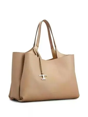 TOD'S Logo-detail Medium Shoulder Bag - Neutrals