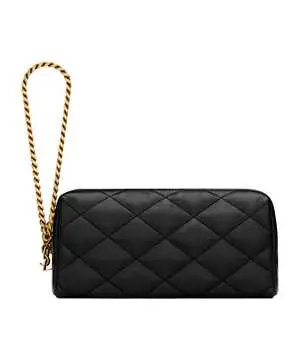 Saint Laurent Quilted Monogram Pouch With Chain