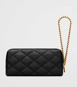 Saint Laurent Quilted Monogram Pouch With Chain