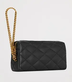 Saint Laurent Quilted Monogram Pouch With Chain