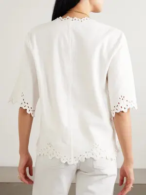 MARANT ETOILE Shana Scalloped Broderie Anglaise Blouse - White