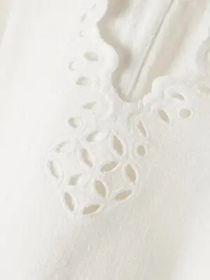 MARANT ETOILE Shana Scalloped Broderie Anglaise Blouse - White
