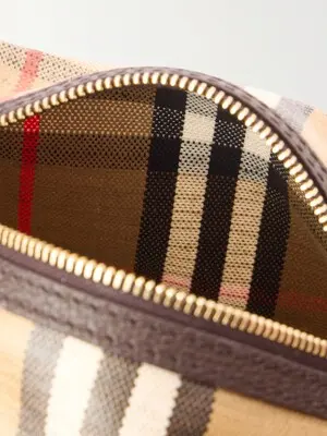 Burberry Leather-trimmed Checked Coated-canvas Top Handle Bag - Neutrals