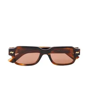 Bottega Veneta Intrecciato Rectangular Sunglasses - Tortoiseshell