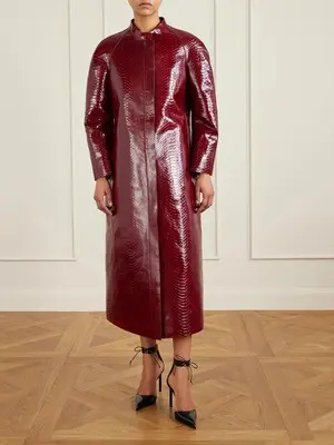 TOM FORD Snake-effect Leather Coat