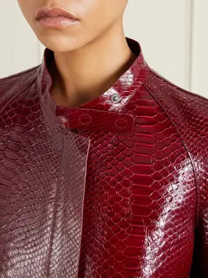TOM FORD Snake-effect Leather Coat