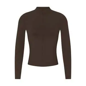 SKIMS Matte Zip Front Top - Dark Sepia