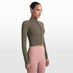 SKIMS Ribbed Seamless Zip Up Crop Jacket