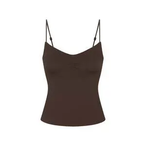 SKIMS Matte Shirred Front Tank - Dark Sepia