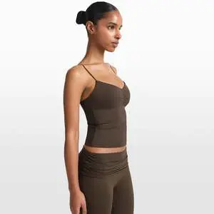 SKIMS Matte Shirred Front Tank - Dark Sepia