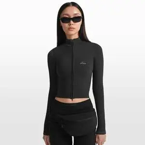 SKIMS Ribbed Seamless Zip Up Crop Jacket