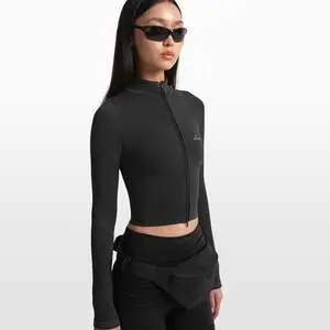 SKIMS Ribbed Seamless Zip Up Crop Jacket