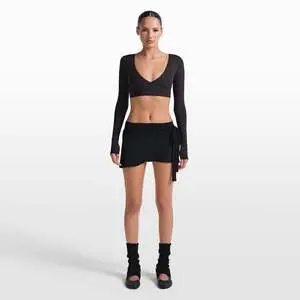 SKIMS Stretch Knit Wrap Skirt - Obsidian