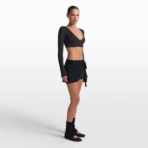 SKIMS Stretch Knit Wrap Skirt - Obsidian