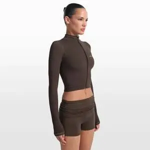 SKIMS Zip Up Cropped Ribbed Seamless Jacket