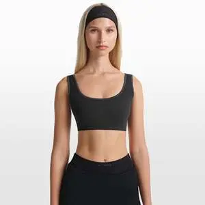 SKIMS Nike Ribbed Seamless Scoop Bra Obsidian