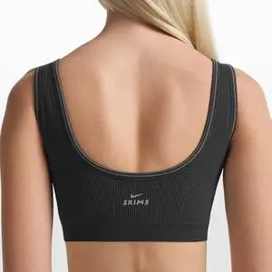 SKIMS Nike Ribbed Seamless Scoop Bra Obsidian