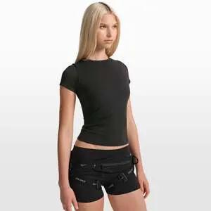 SKIMS Ribbed Seamless Baby T-shirt - Obsidian/armor