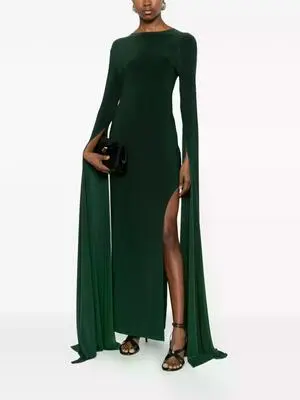 Norma Kamali Side-slit Long-sleeve Maxi Dress
