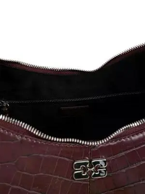 GANNI Embossed Tag Shoulder Bag - Brown