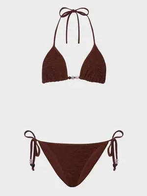 Hunza G Gina Beaded Bikini - Metallic Chocolate