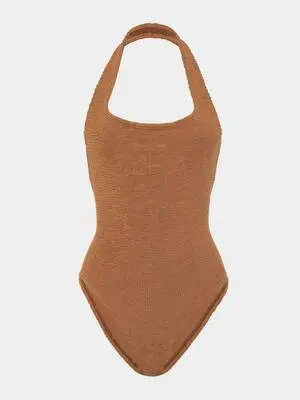 Hunza G Square Neck Swimsuit - Metallic Cocoa