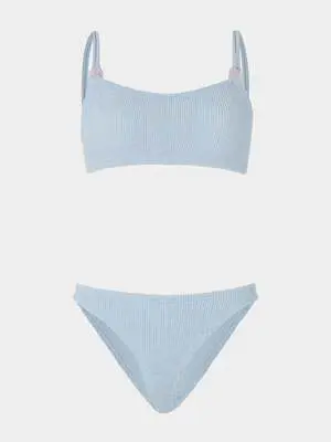 Hunza G Cassie Beaded Bikini - Metallic Ice Blue