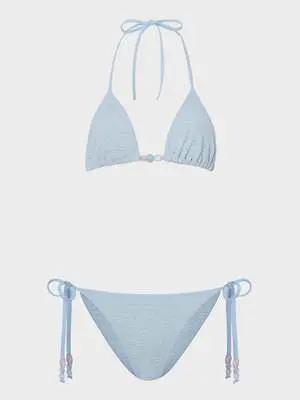 Hunza G Gina Beaded Bikini - Metallic Ice Blue