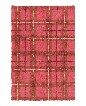 LORENA CANALS Wouf Wouf Washable Rug Tartan Vintage 4'7x6'3 Area Rug - Red