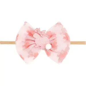 SWEET WINK Bunny Print Tulle Bow Baby Headband - Pink