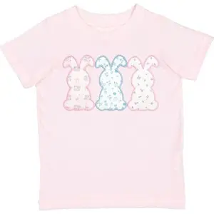 SWEET WINK Floral Bunny Patch Short Sleeve T-shirt - Ballet Pink