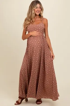 PINKBLUSH Floral Cutout Tie Back Maxi Dress