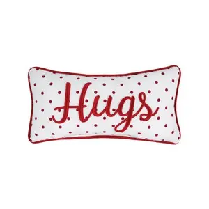 C&F HOME Hugs" W/ Dots Mini Woven Valentine's Day Accent Pillow 6" X 12" - Red
