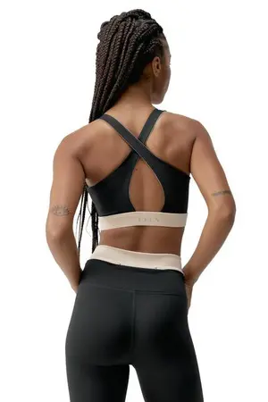 BORN LIVING YOGA Fiorella High Support Performance Sport Top - Black/stone