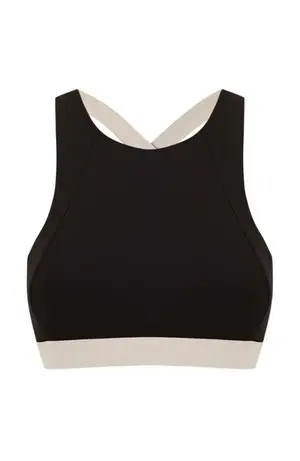 BORN LIVING YOGA Fiorella High Support Performance Sport Top - Black/stone