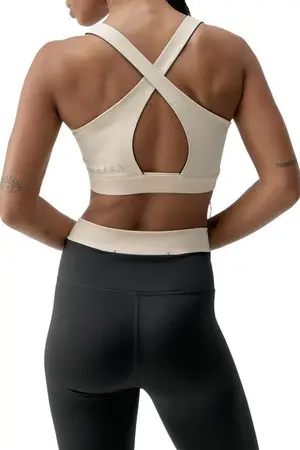 BORN LIVING YOGA Fiorella High Support Performance Sport Top - Black/stone