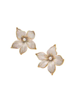 FABLE ENGLAND Jasmine & Pearl Oversized Stud Earrings