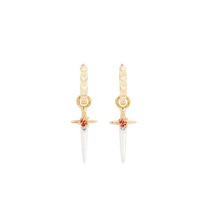 FABLE ENGLAND Rose & Dagger Huggie Earrings - Gold