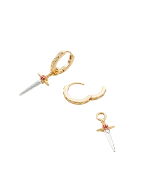 FABLE ENGLAND Rose & Dagger Huggie Earrings