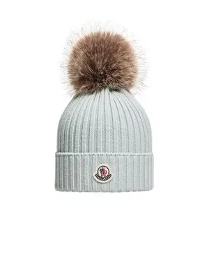 Moncler Ribbed Beanie With Logo - Multicolour