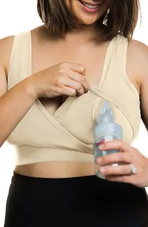 LOVE AND FIT Everyday Luxe Maternity/nursing Pumping Wireless Bra - Cream