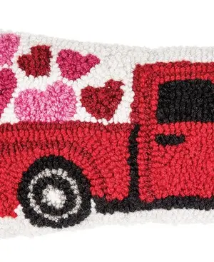 C&F HOME Hearts Truck Mini Hooked Valentine's Day Accent Pillow 6" X 12