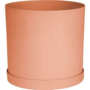BLOEM Mathers 13.1w X 11.7h Inch Round Gardening Planter With Saucer Tray - Orange