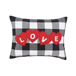 C&F HOME Love" Hearts Franklin Mini Valentine's Day Accent Pillow 12" X 16 - Black