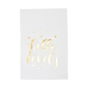 C&F HOME Gold Glamourous Glam "hello Lovely" Printed Valentine's Day Dishtowel - White