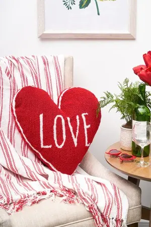C&F HOME Love" Heart Shaped Hooked Valentine's Day Accent Throw Pillow 18
