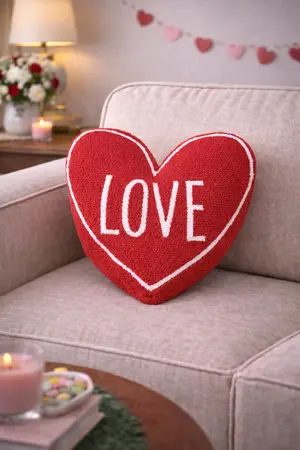 C&F HOME Love" Heart Shaped Hooked Valentine's Day Accent Throw Pillow 18
