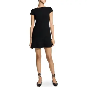Theory Bateau Neck Tiered Mini Dress - Black