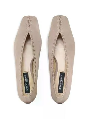 Giorgio Armani Suede Ballet Flats With Embroidery - Neutrals